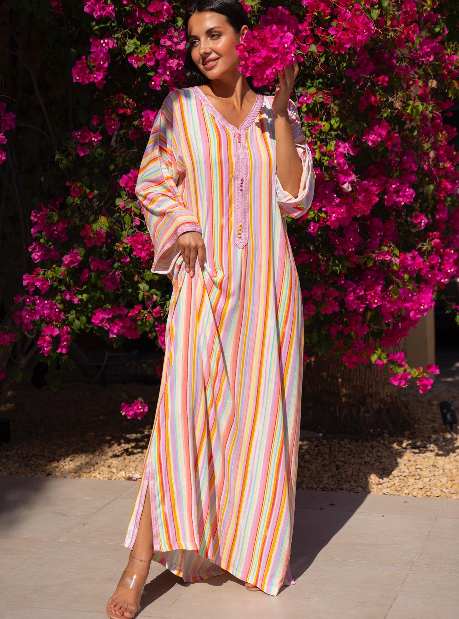 Rainbow kaftan Kaftan with moroccan lace Kaftans from Morbel kaftan at Boksha