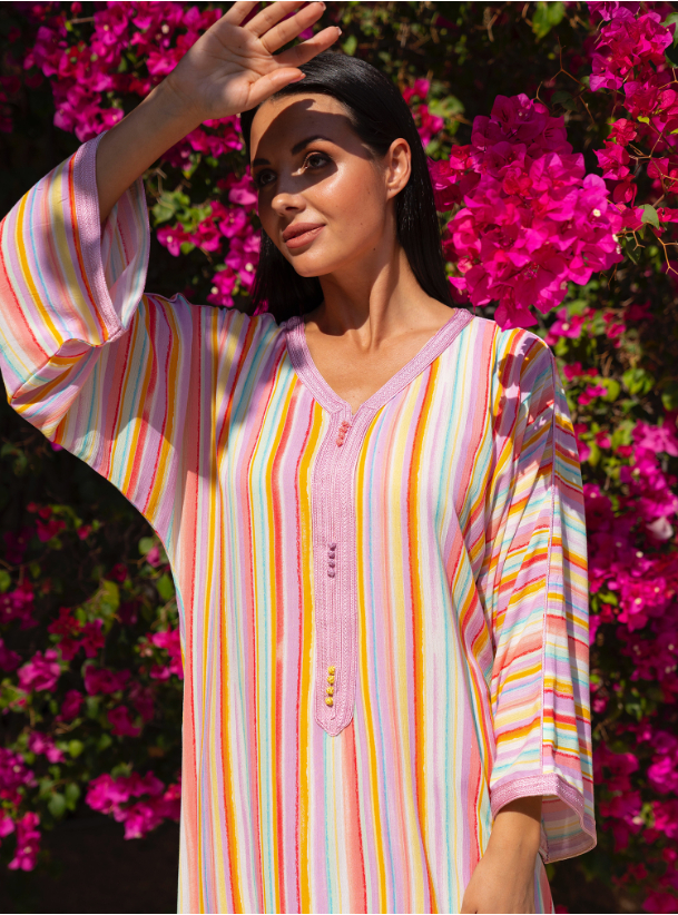 Rainbow kaftan Kaftan with moroccan lace Kaftans from Morbel kaftan at Boksha