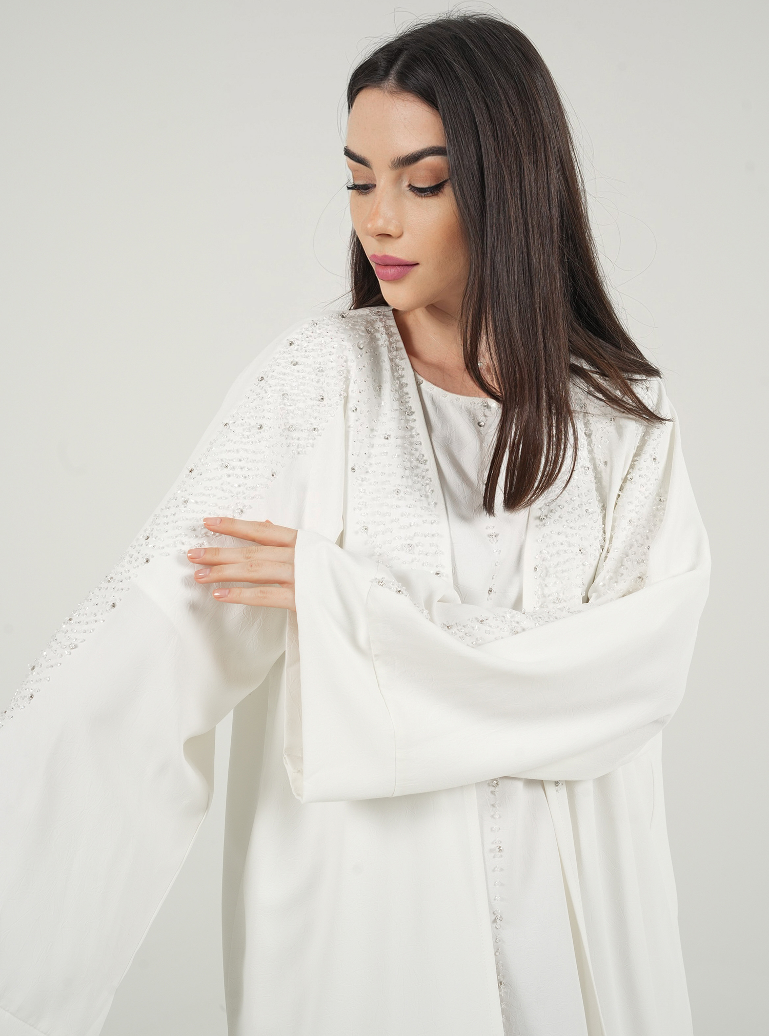 A-5 abya set Elegant Abaya set , two pieces with embroidery Abayas from By Najla at Boksha