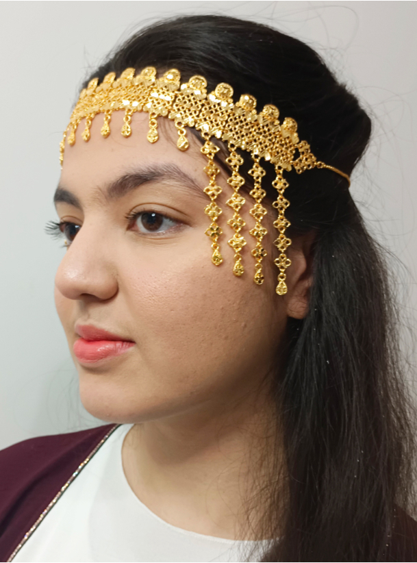 Aa111-Jewel Decorative head piece in gold Fashion Jewellery from Aalif jewelry at Boksha