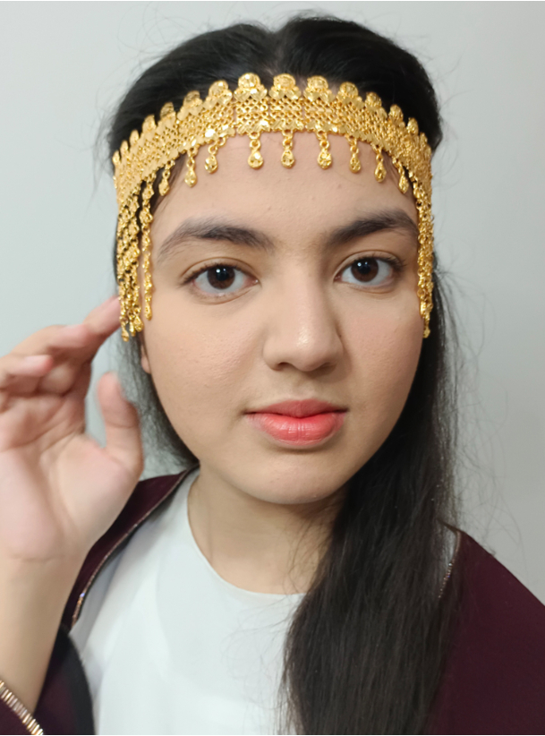 Aa111-Jewel Decorative head piece in gold Fashion Jewellery from Aalif jewelry at Boksha