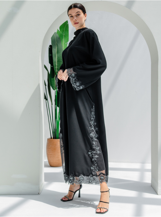 A-35 Fancy abaya with embroidery on sleeves and bottom. Such a fancy ...