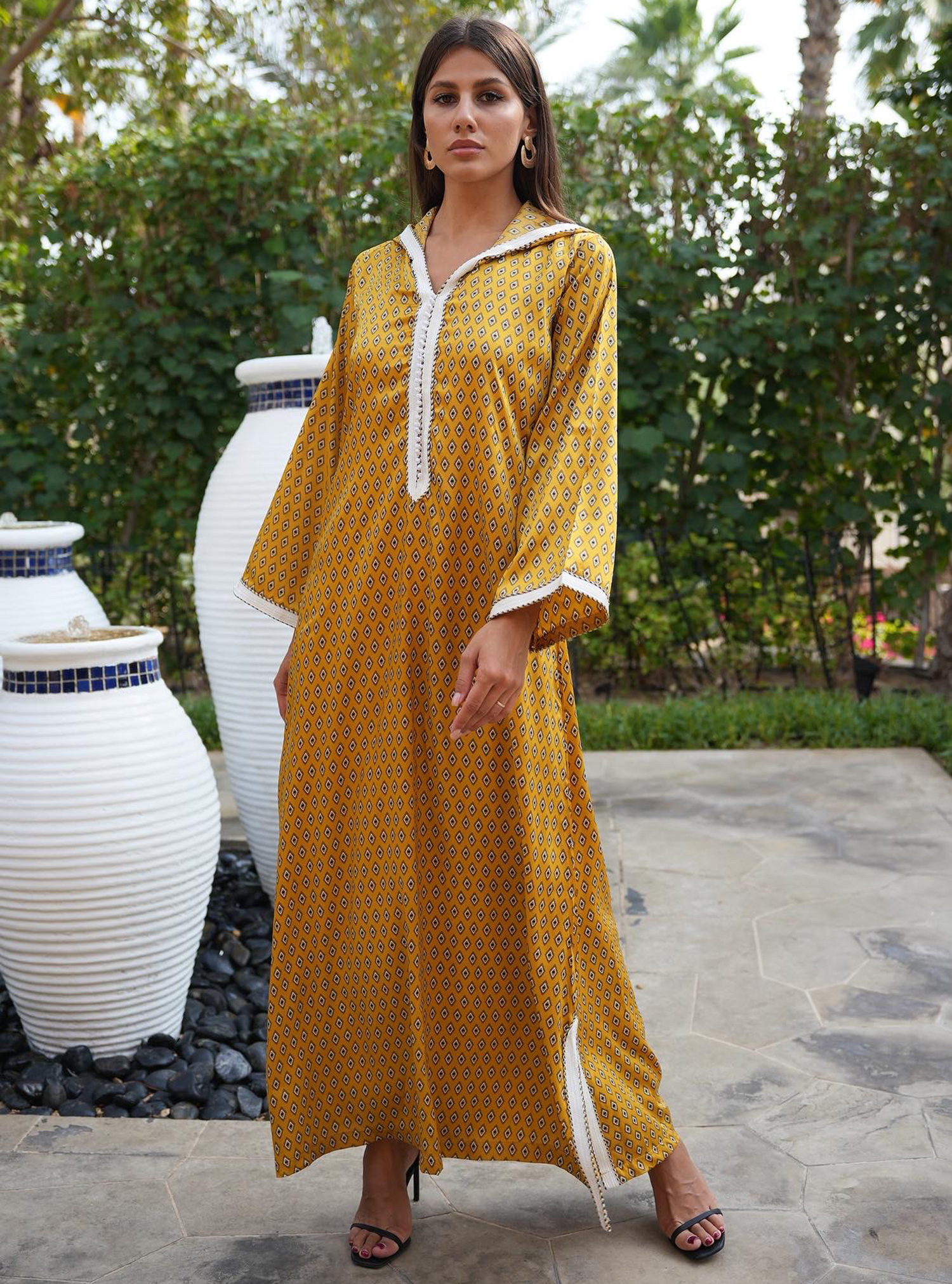 Amber kaftan Silk kaftan with hoodie Kaftans from Morbel kaftan at Boksha