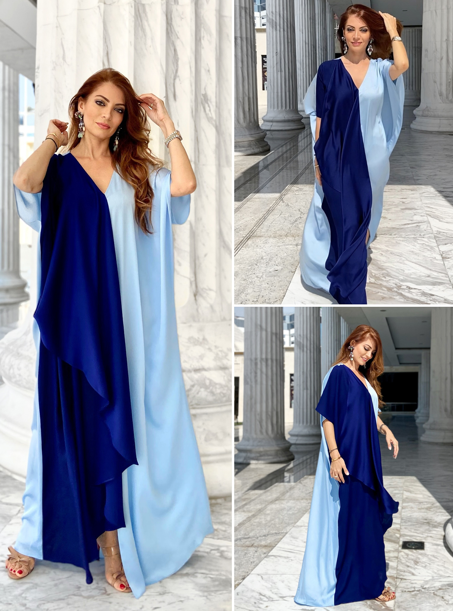 Two tone kaftan Two tone flowy kaftan crafted from soft crepe satin material Kaftans from Gunay ...