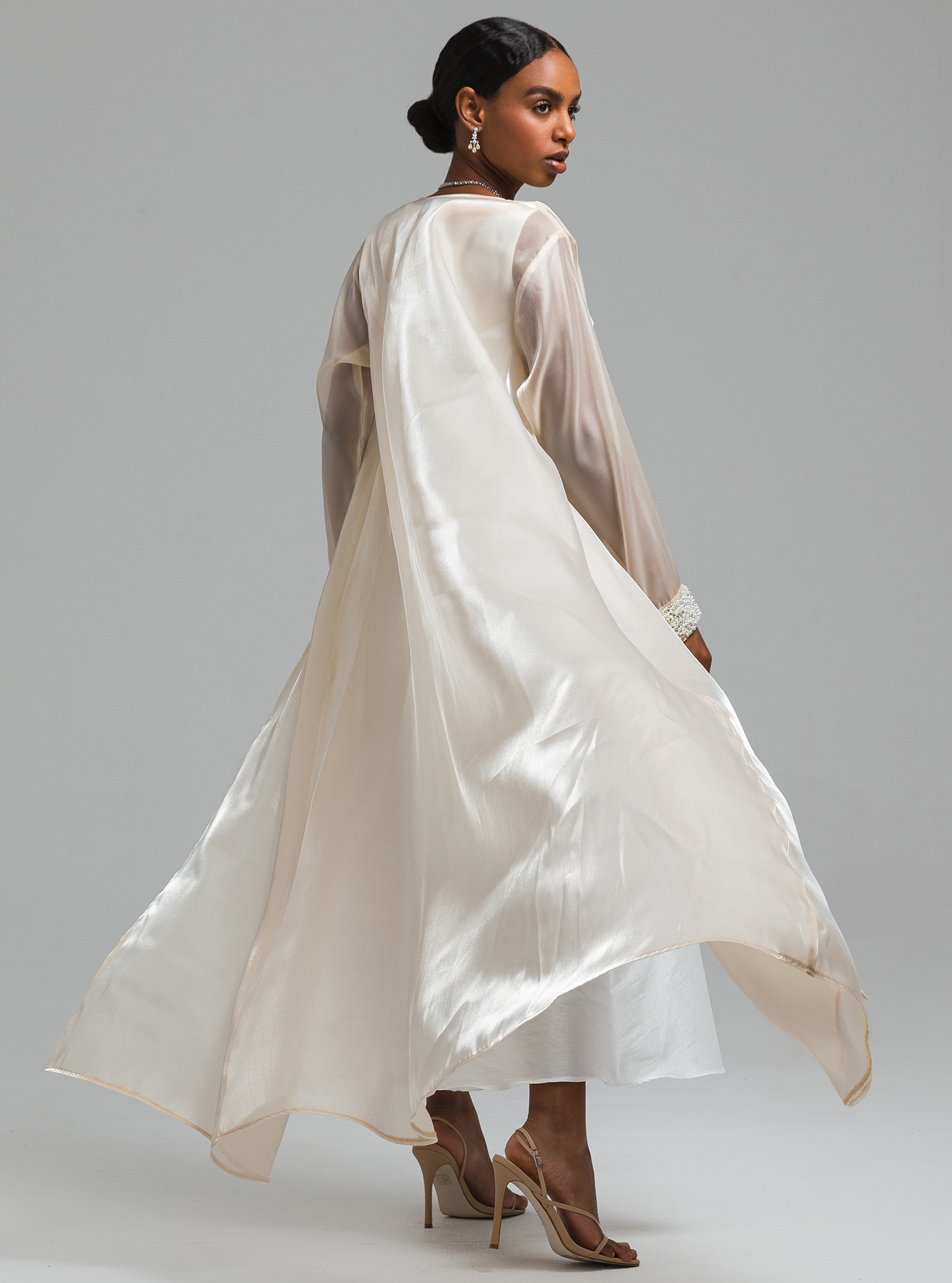 Acacia Organza Outer Abaya with pearl beading around the sleeves Abayas ...