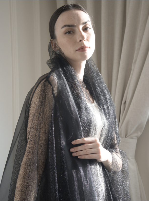 FIO22009 Mix Organza and detailed fabric cloush abaya Abayas from at Boksha