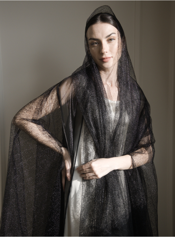 FIO22009 Mix Organza and detailed fabric cloush abaya Abayas from at Boksha