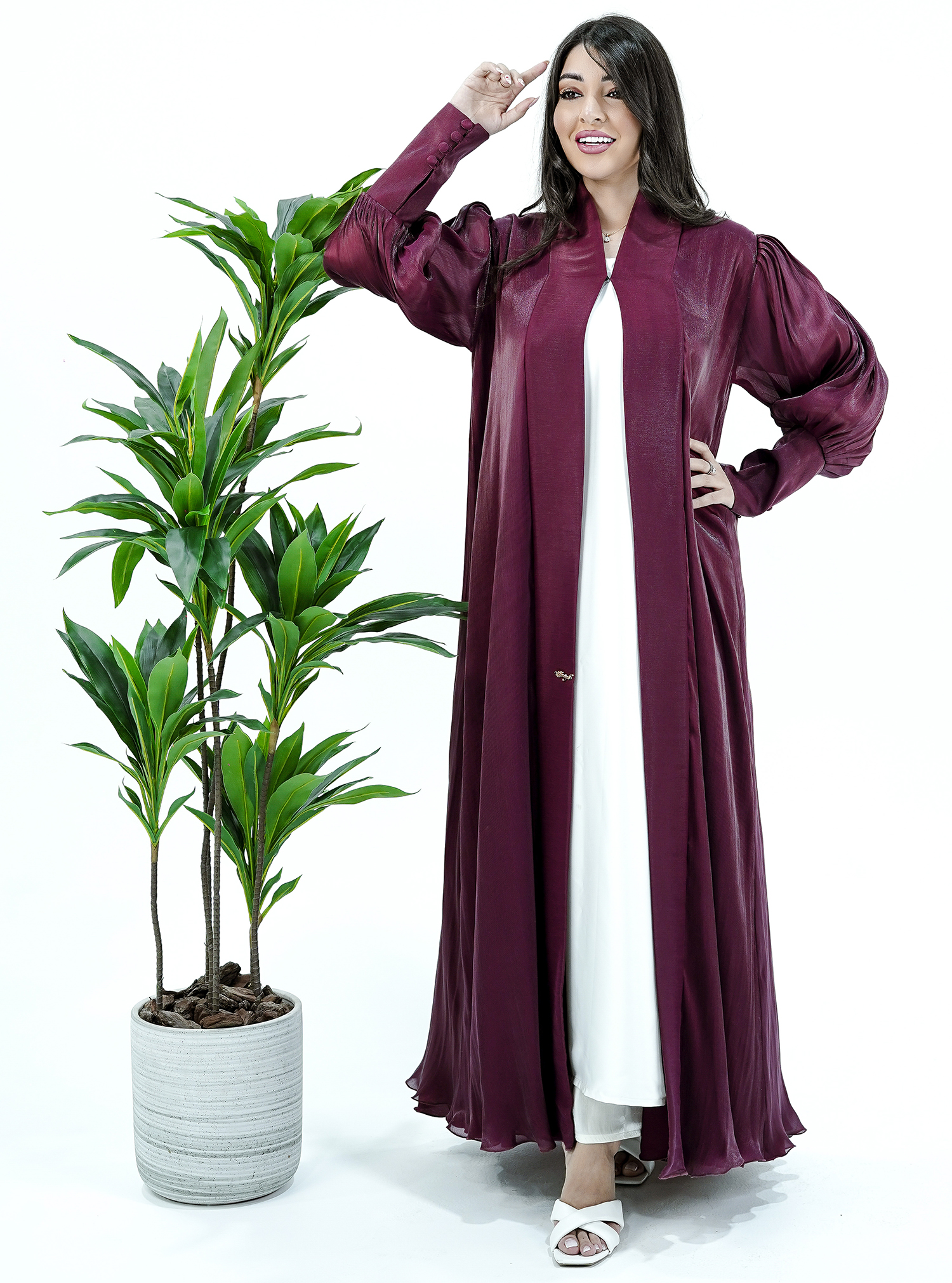 MERIZA MERIZA features a fluid flowing shimmery silk fabric elevated ...