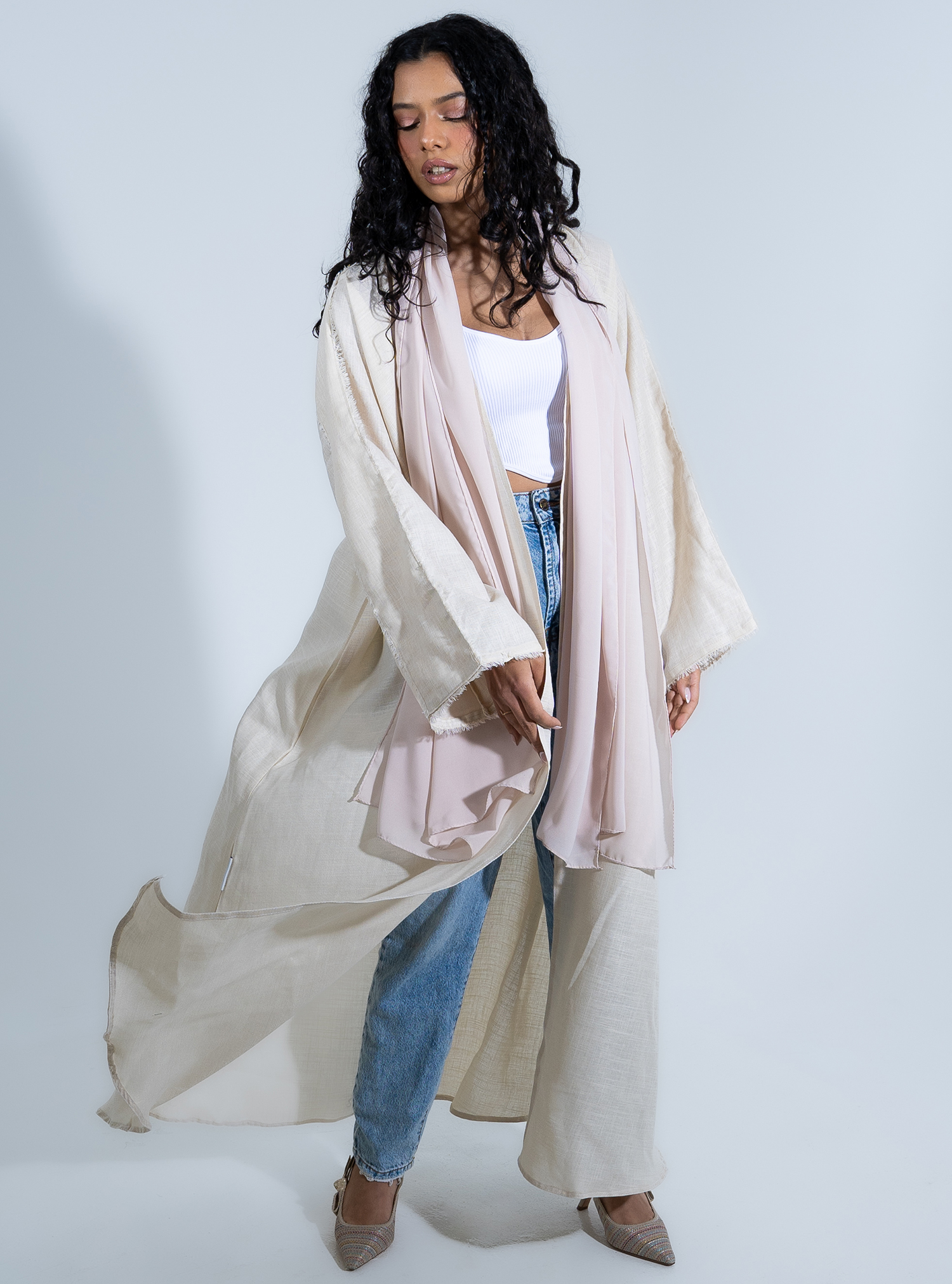 BEIGE - 052 Beige straight cut abaya Abayas from Luna Line at Boksha