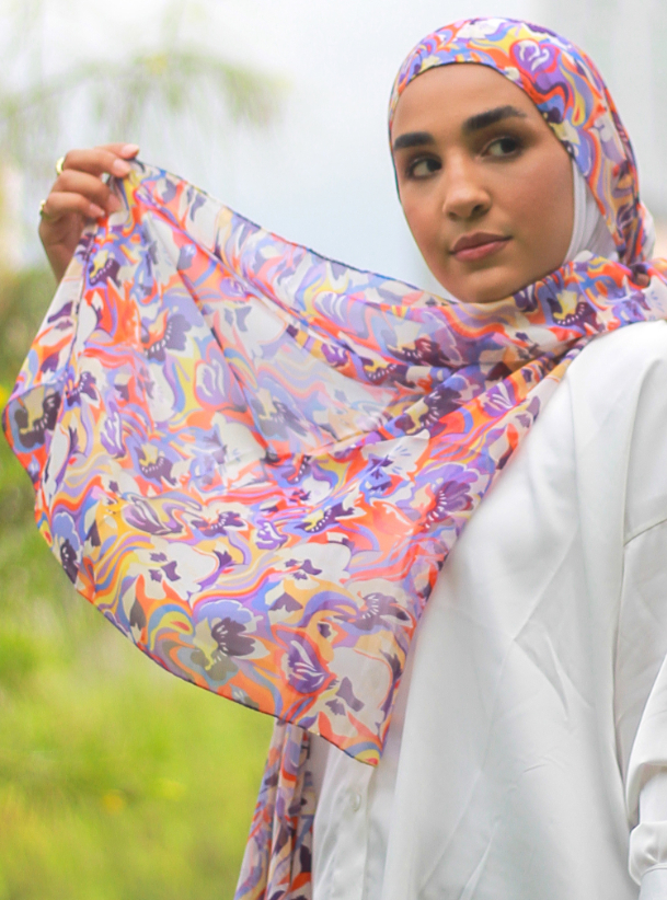 Floral Flash Floral Flash printed Scarf Chiffon size 175 x 70 cm *Size may vary 1 to 3 cms ...