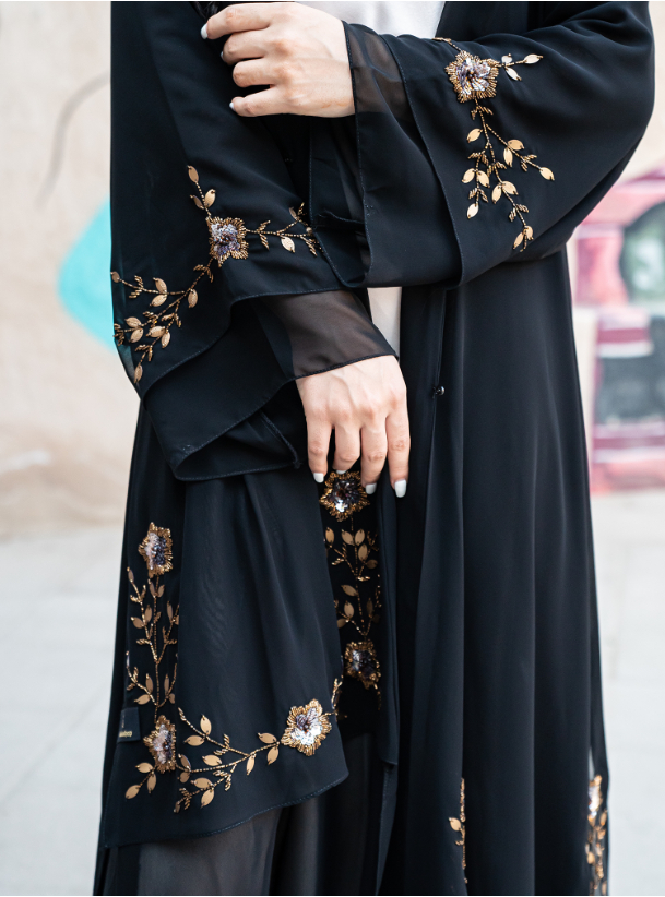 Csm10 Chiffon abaya with intricate bead detailing Abayas from Cloakshop ...