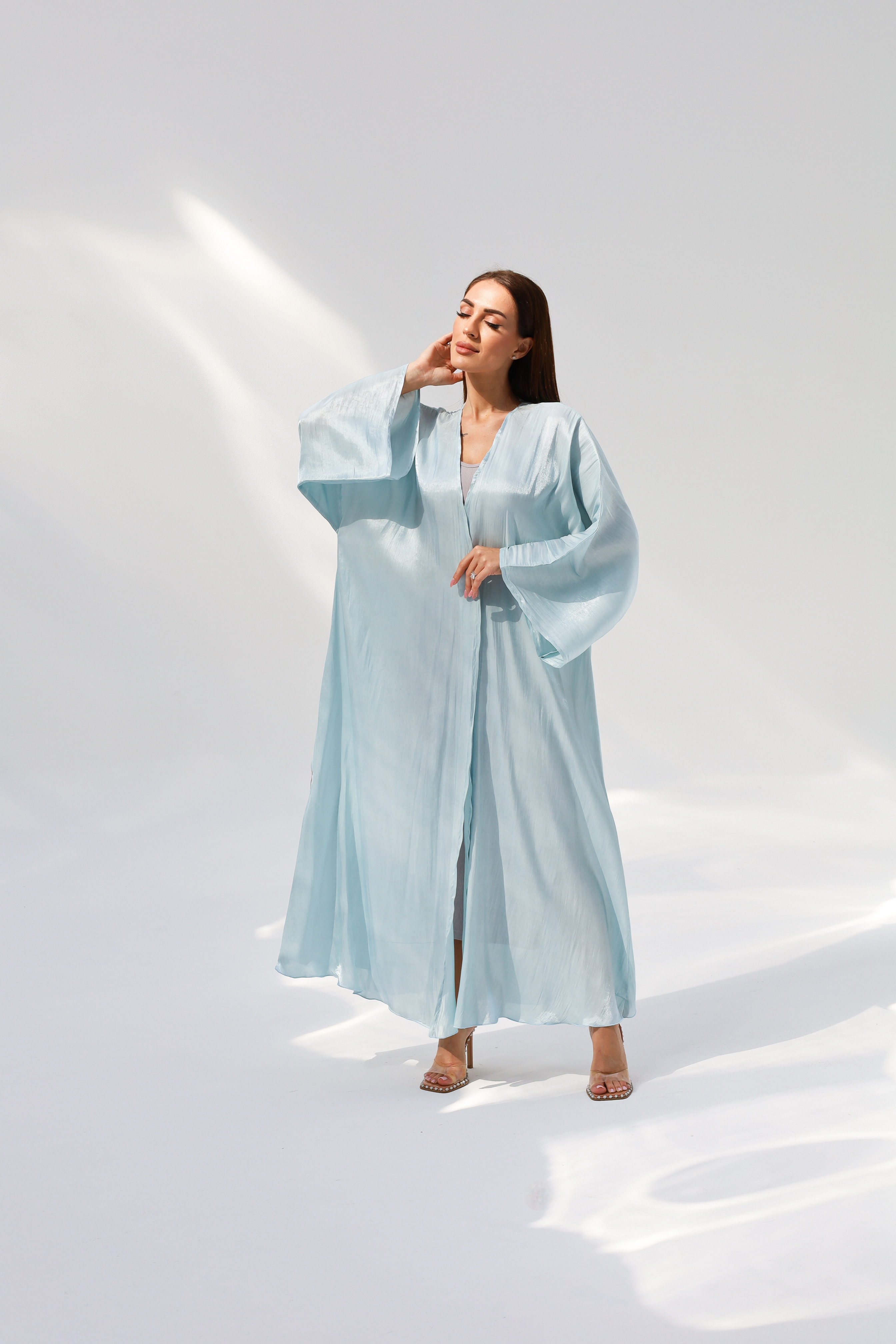 Baby blue abaya Elegant baby blue chiffon abaya with a matching ...
