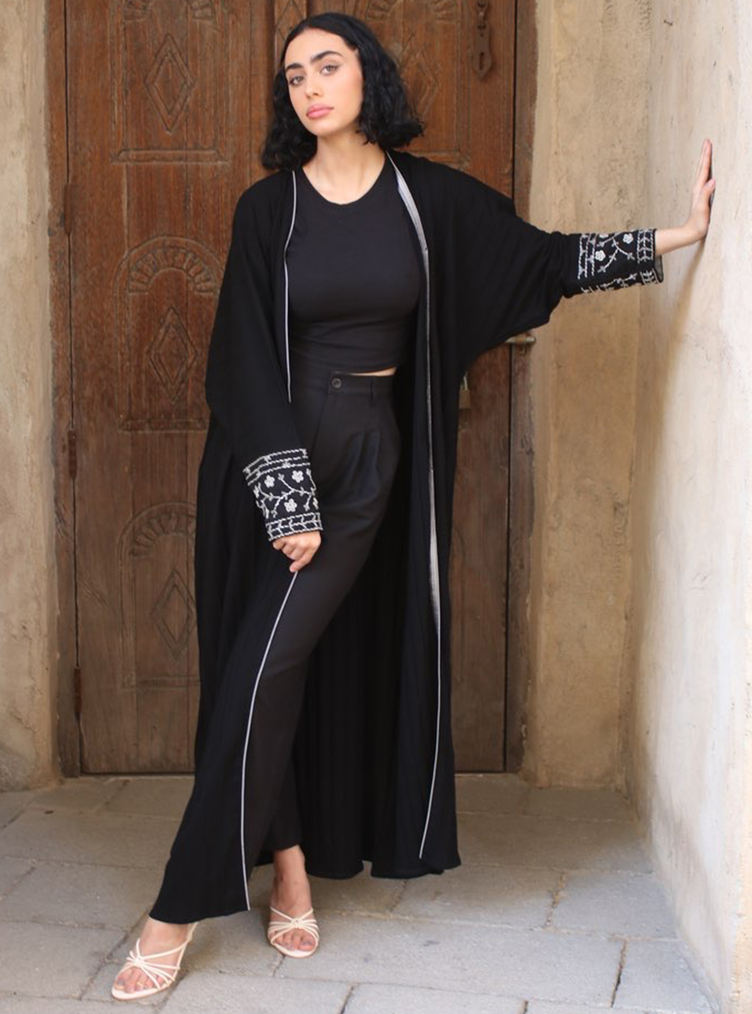 BLACK ABAYA Black Abaya with embellishments, Comes with a plain scarf ...