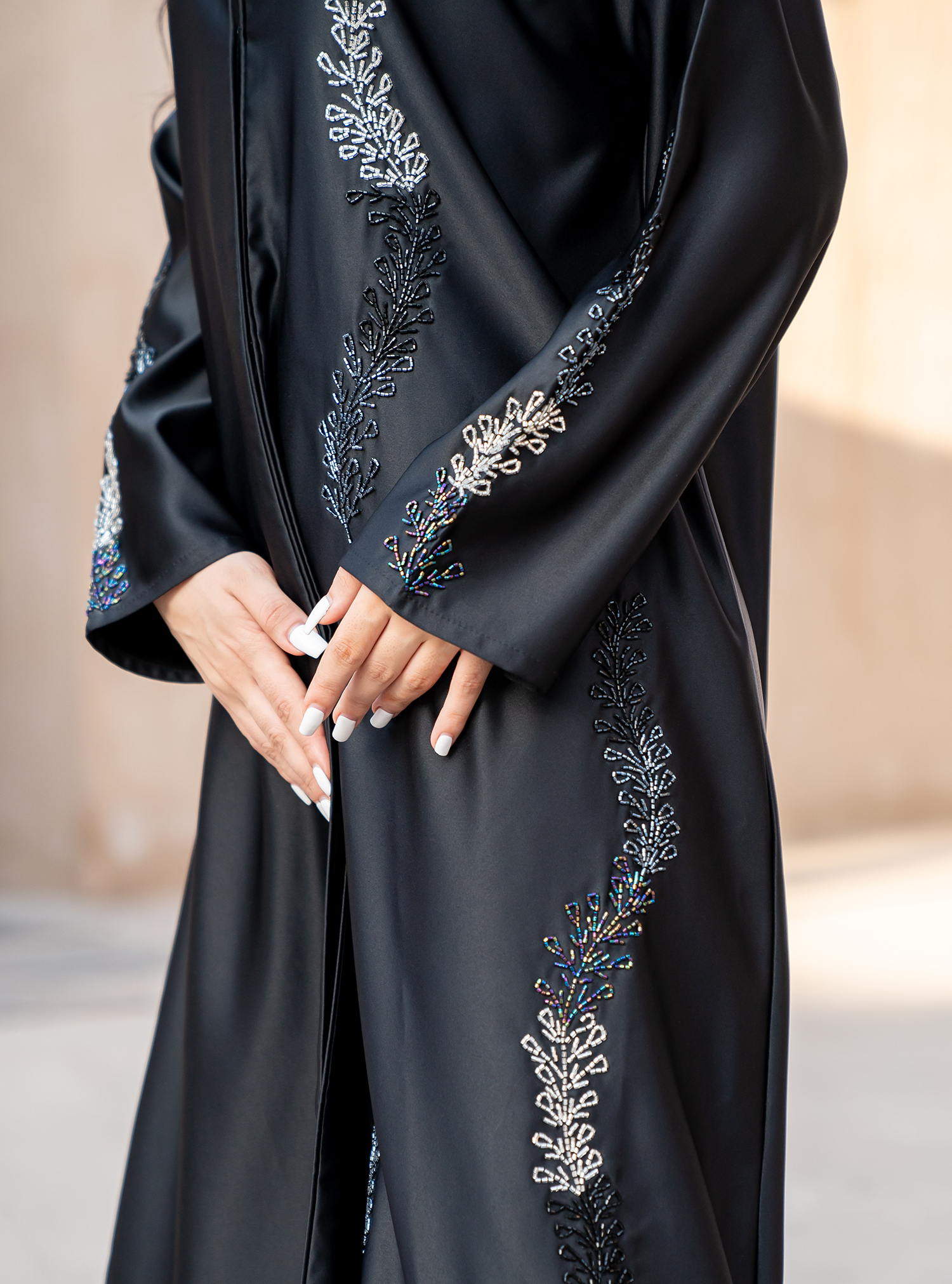 Csm 12 Bridal satin abaya with heavy beaded detailing Abayas from ...