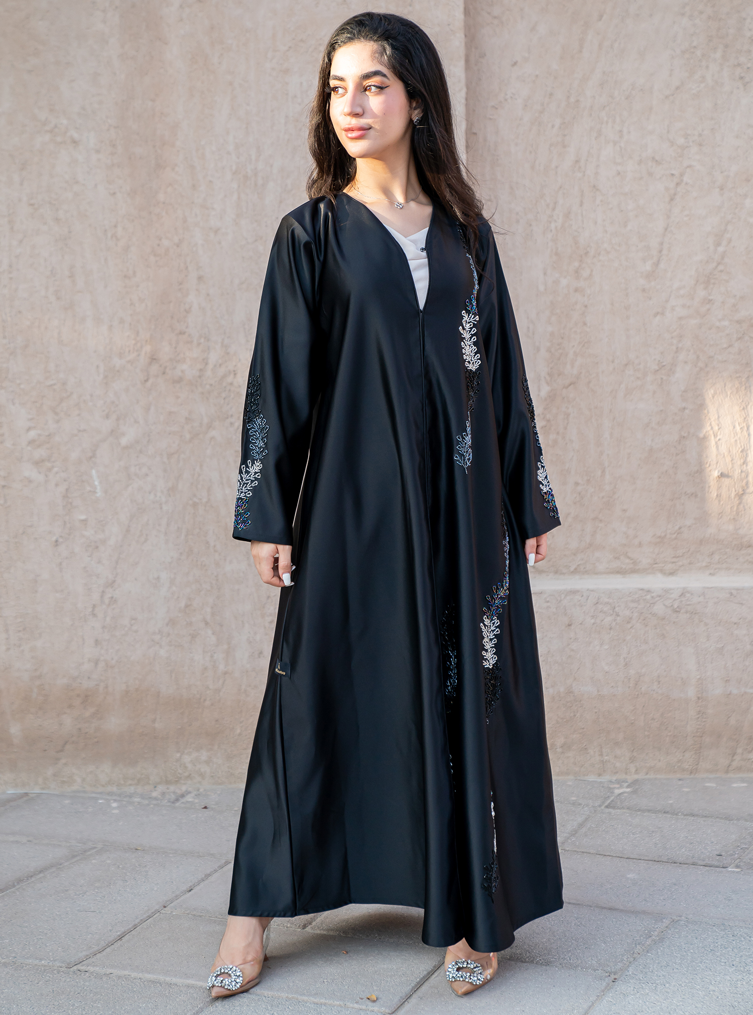 Csm 12 Bridal satin abaya with heavy beaded detailing Abayas from ...