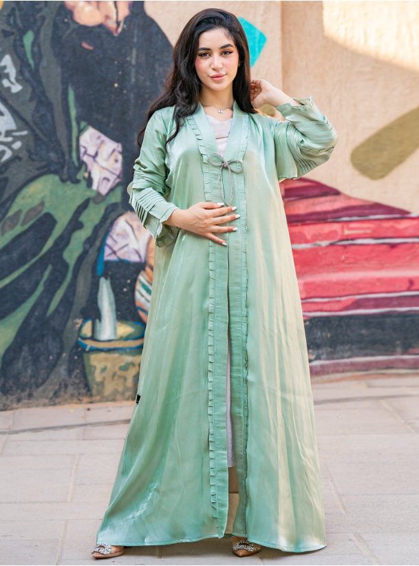 Csm 15 Abaya with pleated detailing and crystal bow Abayas from ...