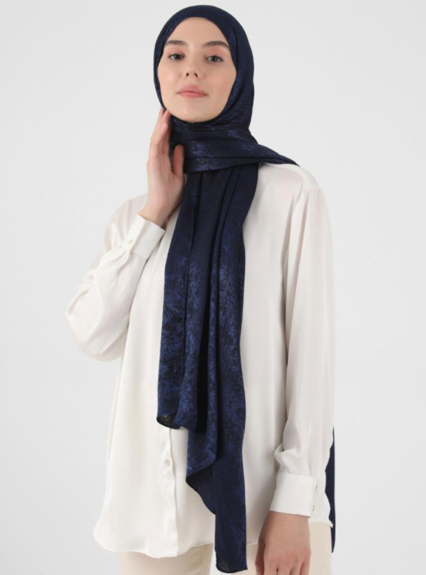 Al Marmar Stylish soft Turkish silk headscarf in Navy Blue Headscarf ...