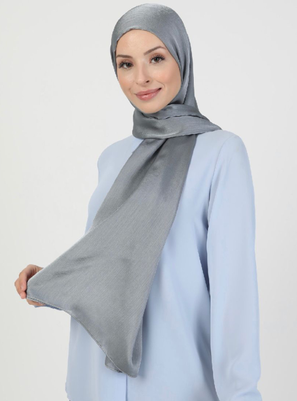 Fakhamah Posh Turkish Silk Polyester headscarf in Silver. One Size ...