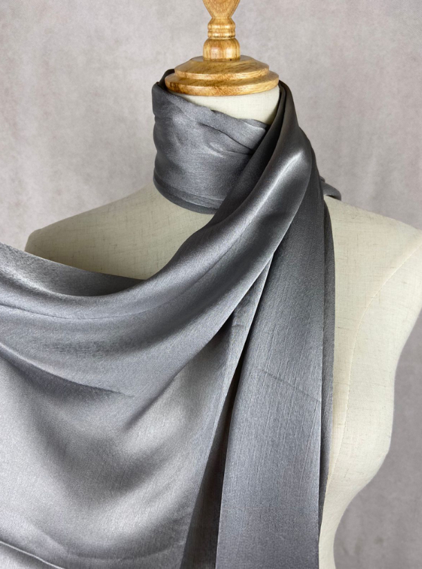 Fakhamah Posh Turkish Silk Polyester headscarf in Silver. One Size ...