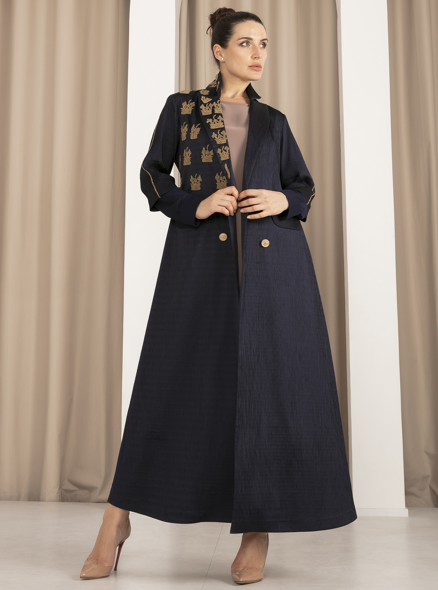Collection-14 crepe shangton formal abaya with elegant embroidery ...