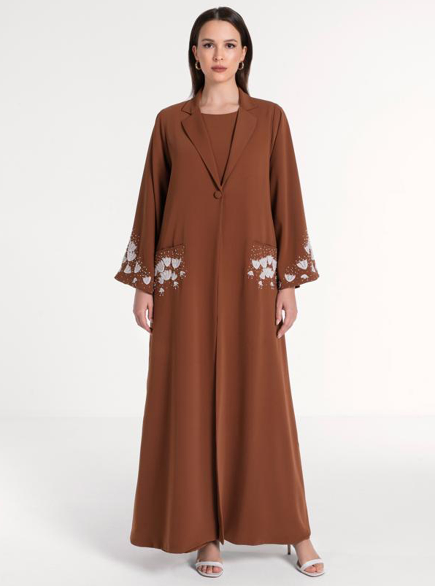 SAMARA Nutshell color abaya wiht collar & dandellion inspired ...