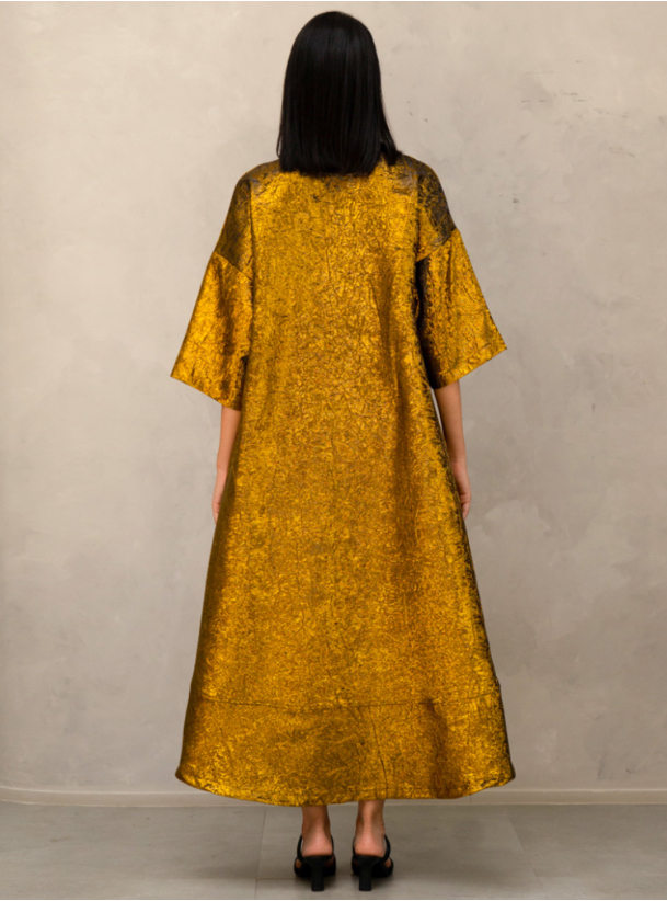 Yellow Dress Oversized High-Low shirt dress with vintage butoon detail ...