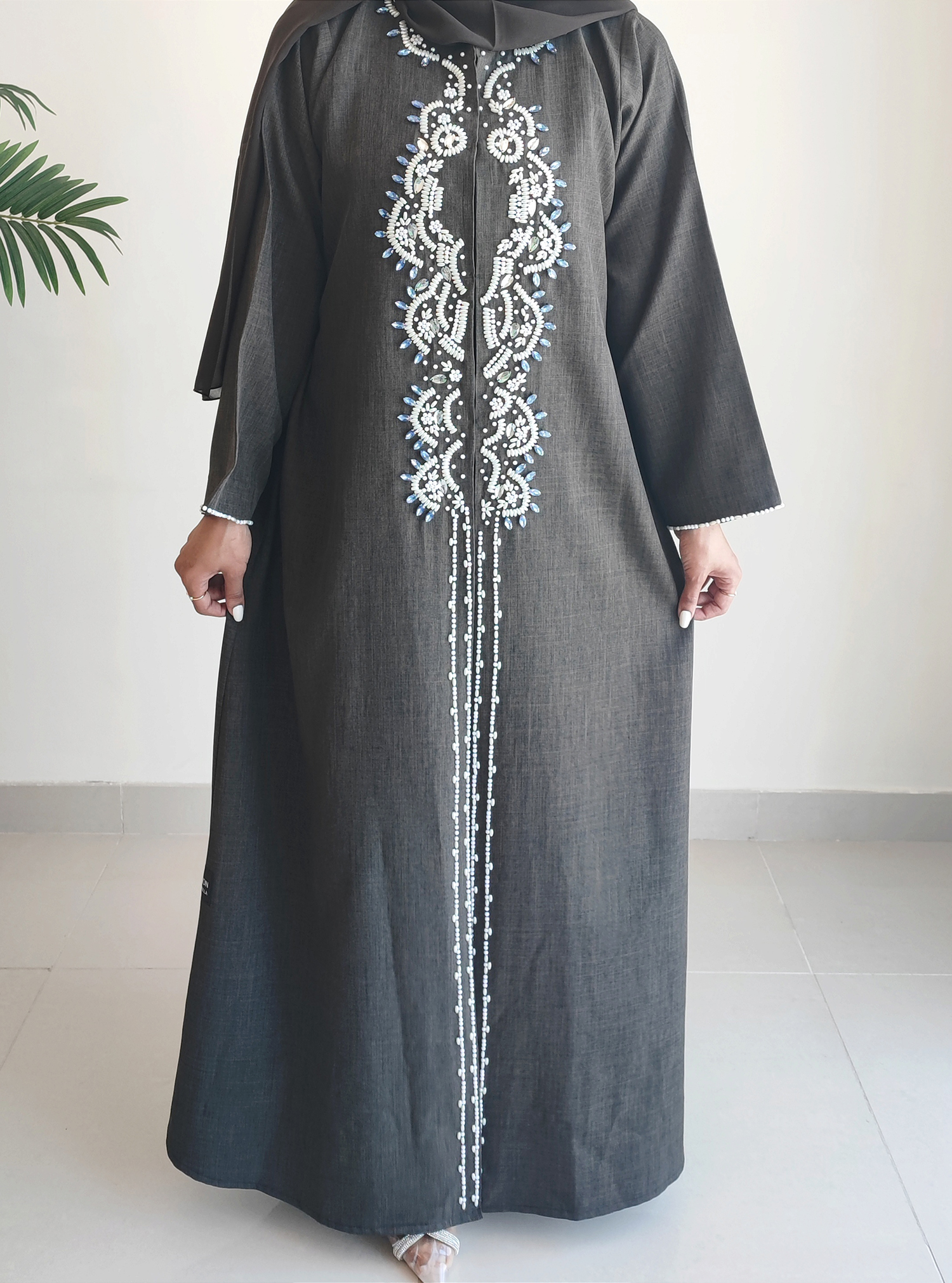 Chic Abaya Luxurious Ash Color Abaya Adorned With Beads Abayas from My ...