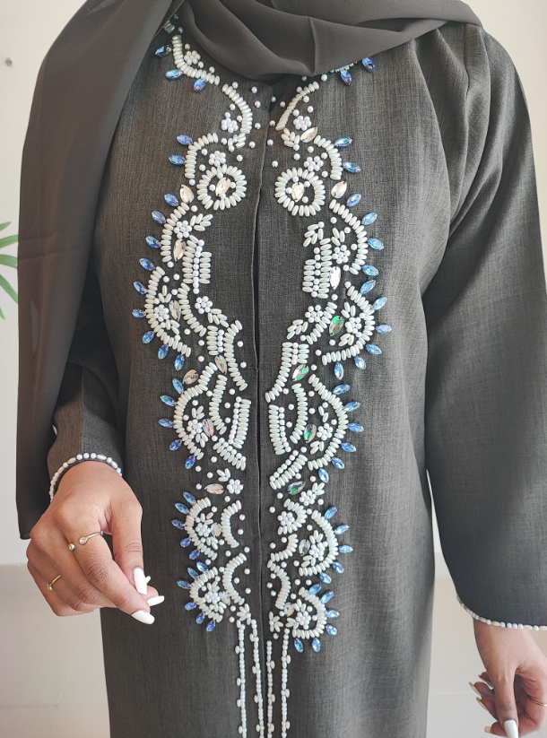 Chic Abaya Luxurious Ash Color Abaya Adorned With Beads Abayas from My ...