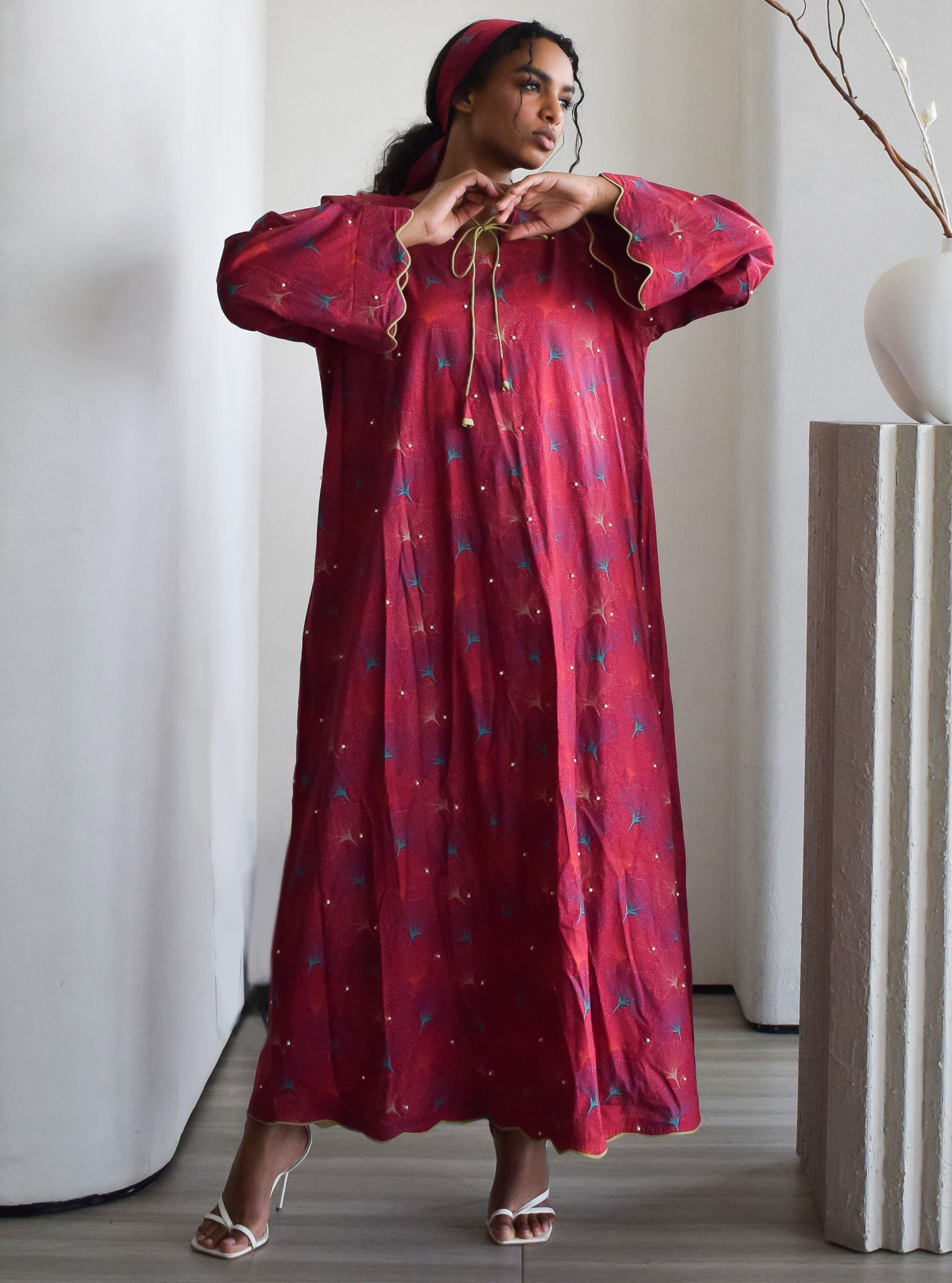 Maroon pearls Maroon dress with pearls and wave Dresses from Elysium ...