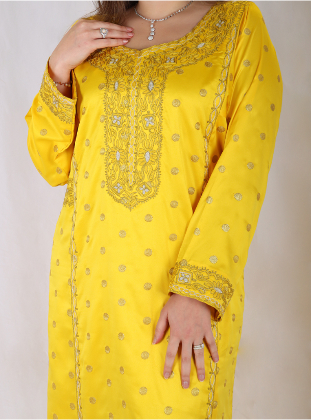 Yellow Bo Tela Emirati Heritage tola design on bo tela fabric Mukhawar ...