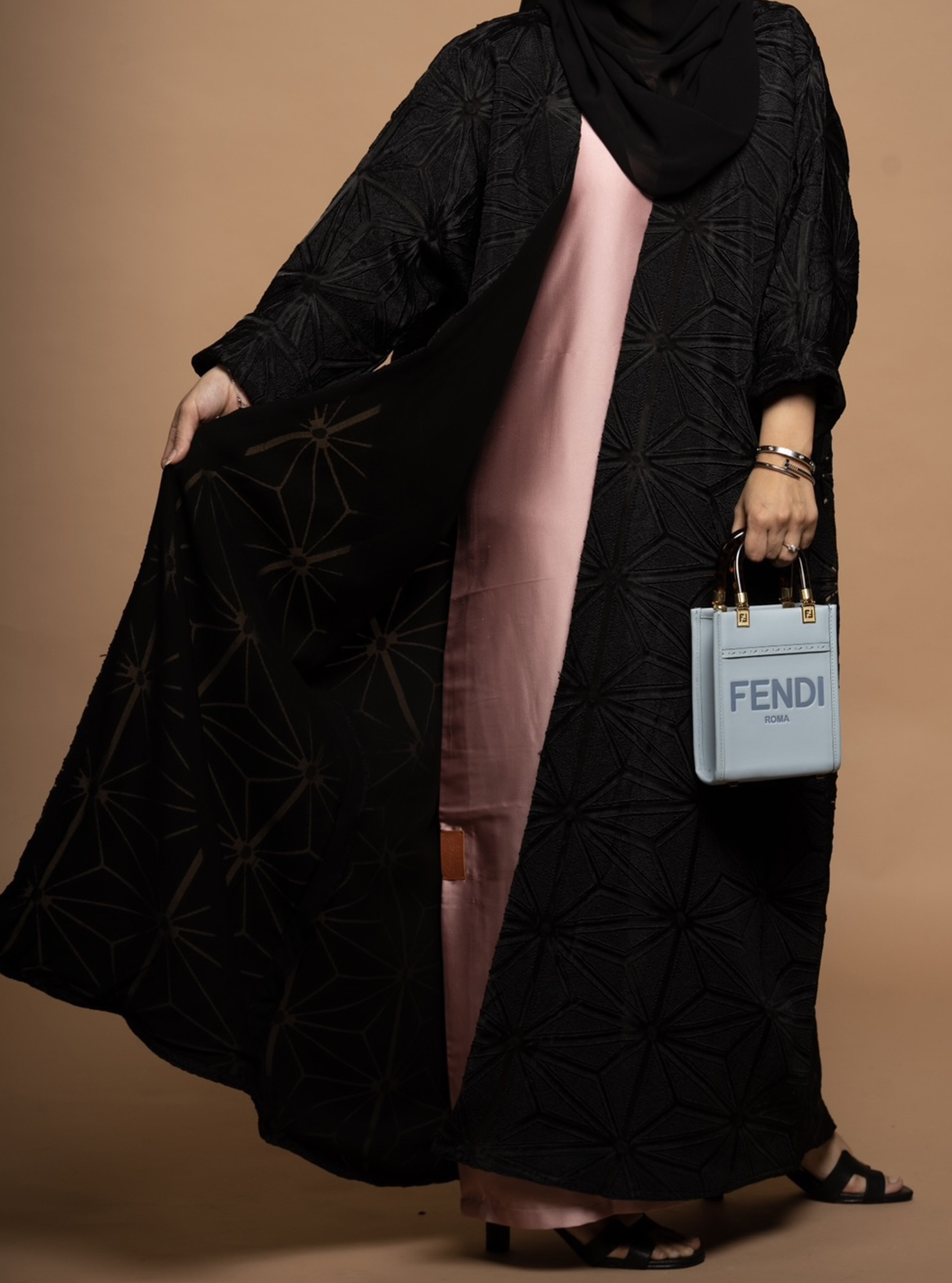 Pattern abaya Black organza pattern abaya Abayas from Seventy6 Boutique ...