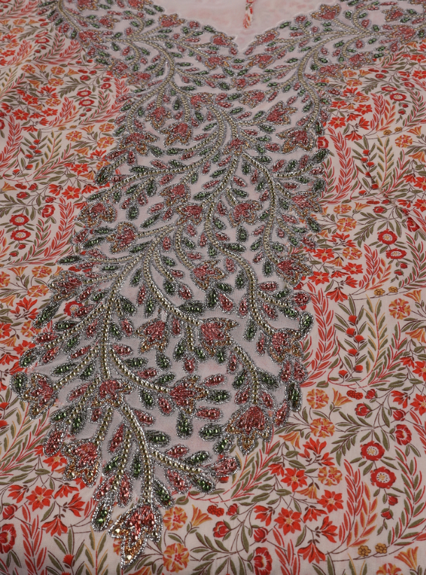 Flowers Mkhawar Liberty Cotton with Crystals and Handwork Unstitched ...