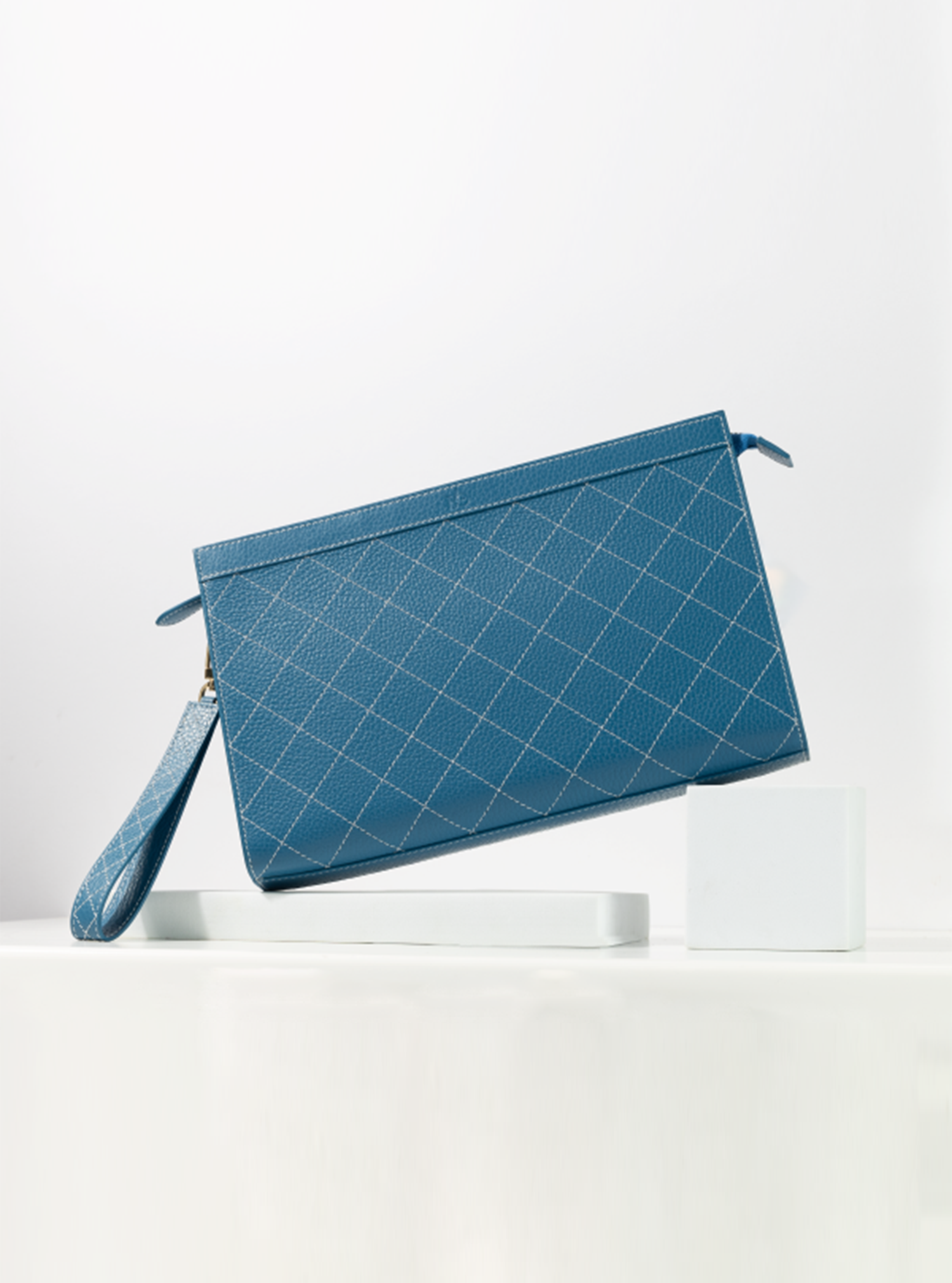 Blue Pouch Blue pouch made of Genuine Italian Calf Leather, Handle can ...