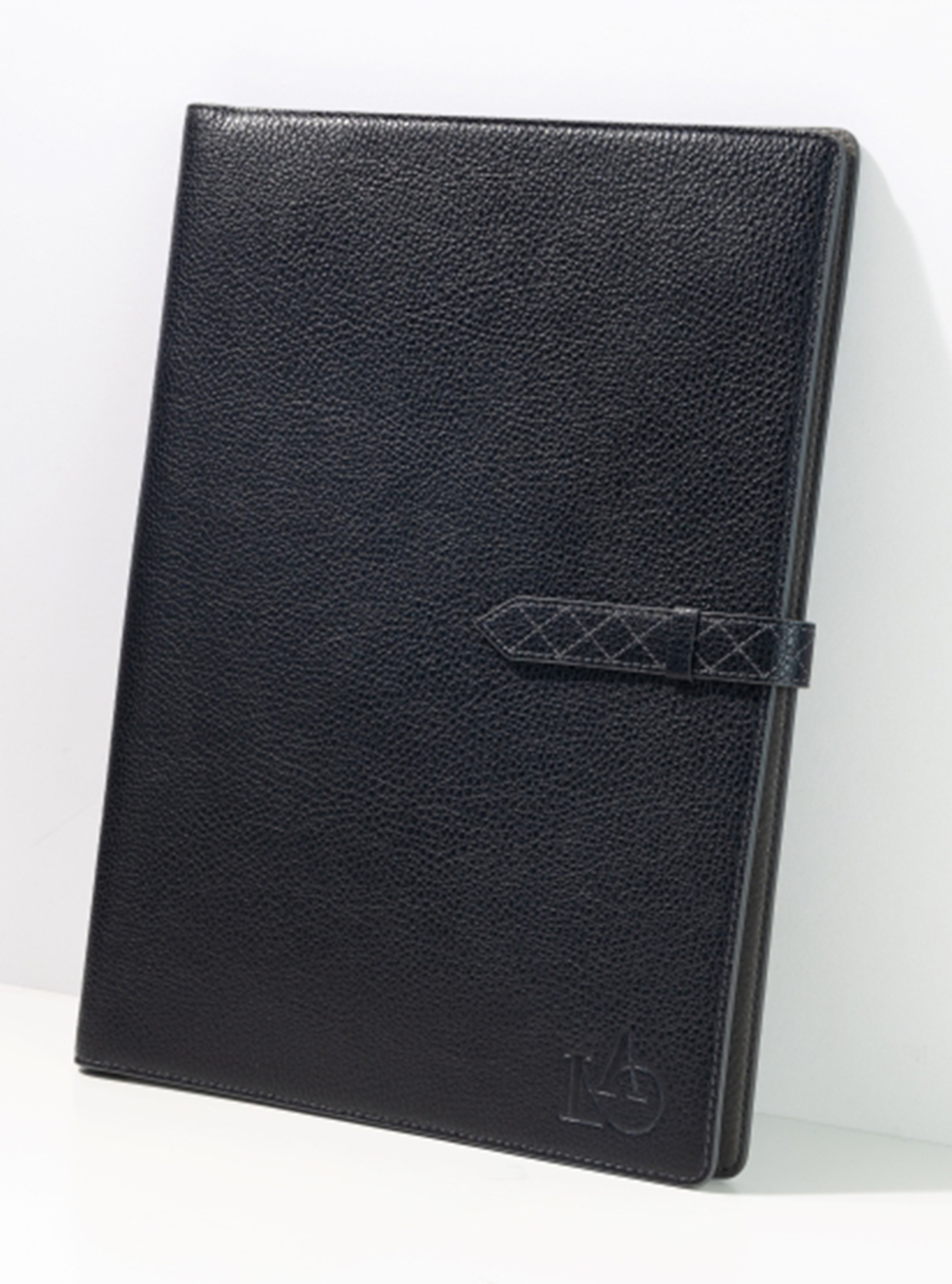 A4 Leather File Black grey Accessories from Leena Alansari at Boksha