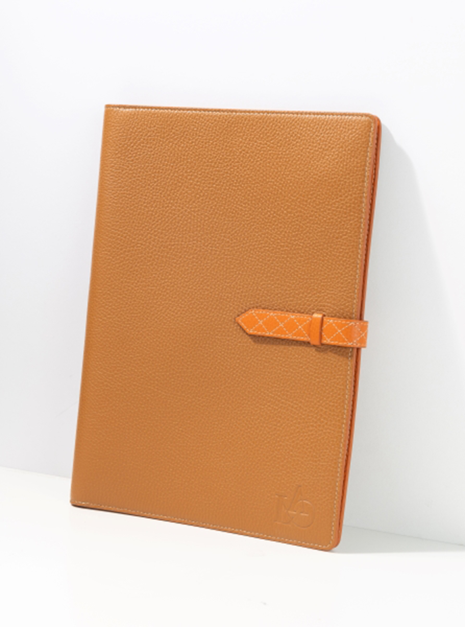 A4 Leather File Orange tan Accessories from Leena Alansari at Boksha