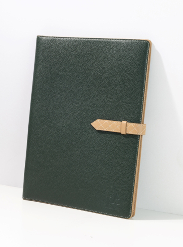 A4 Leather File Green beige Accessories from Leena Alansari at Boksha