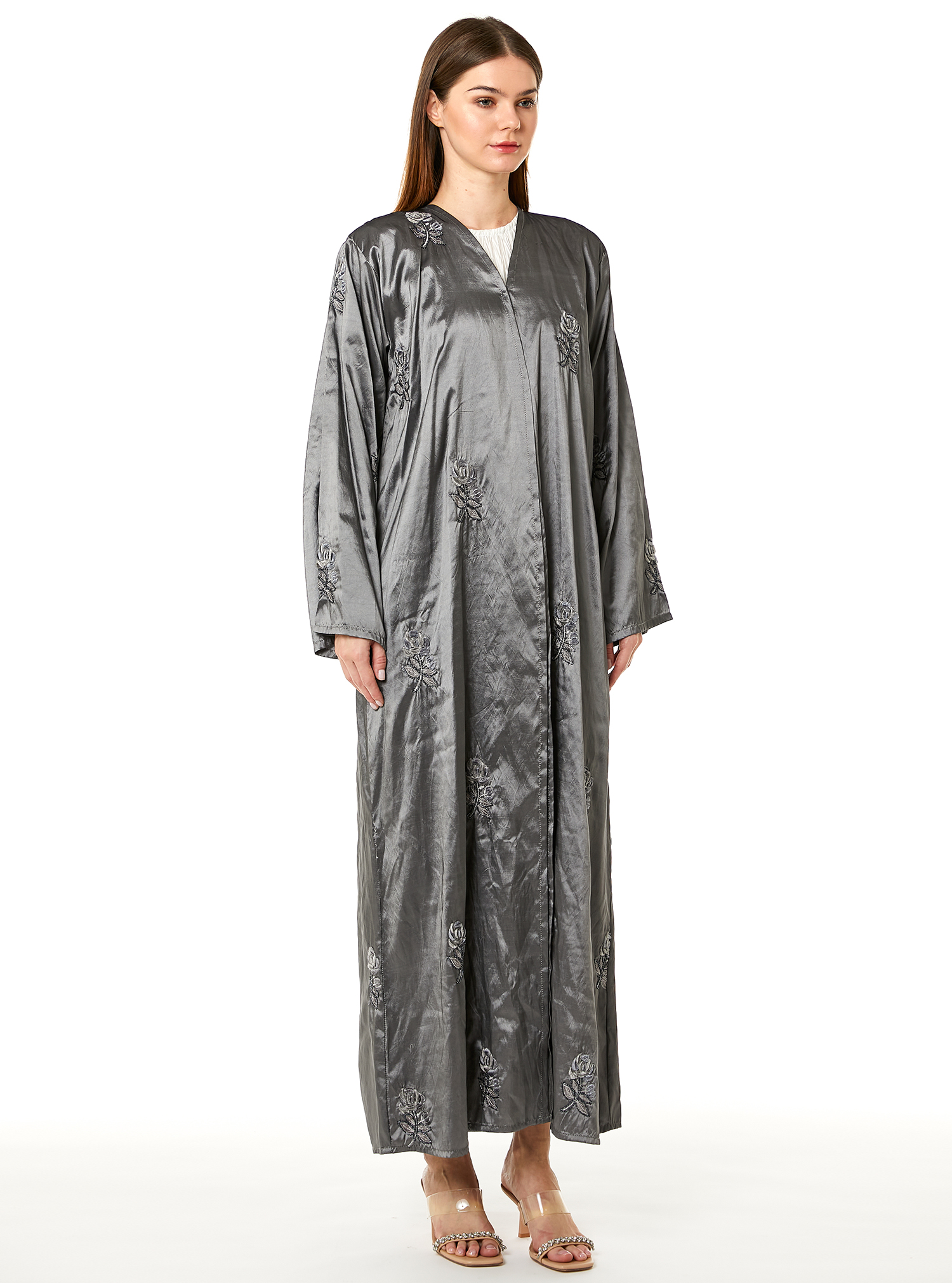 Dark Grey Abaya This Dark Grey Handwork Embellished Abaya made from Tafta fabric. Abayas from ...