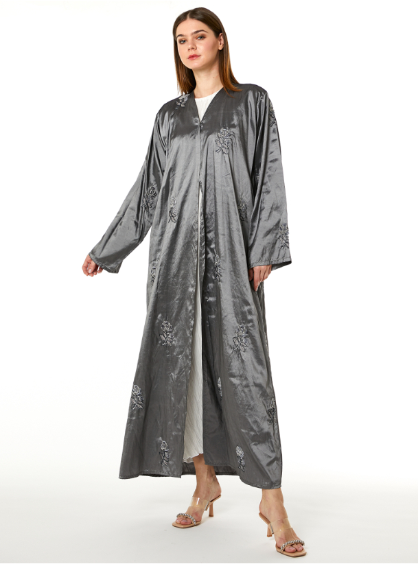Dark Grey Abaya This Dark Grey Handwork Embellished Abaya made from Tafta fabric. Abayas from ...