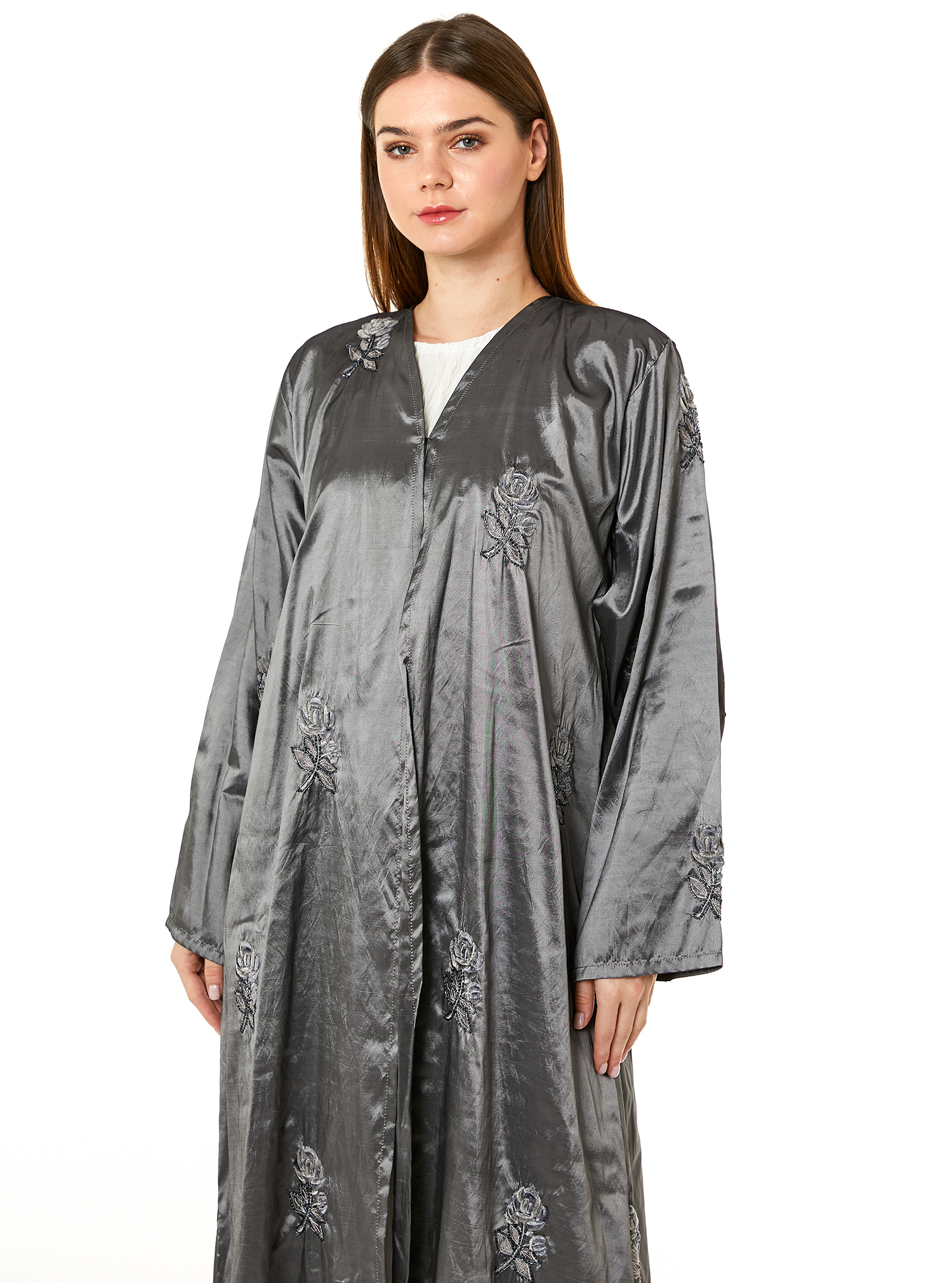 Dark Grey Abaya This Dark Grey Handwork Embellished Abaya made from ...