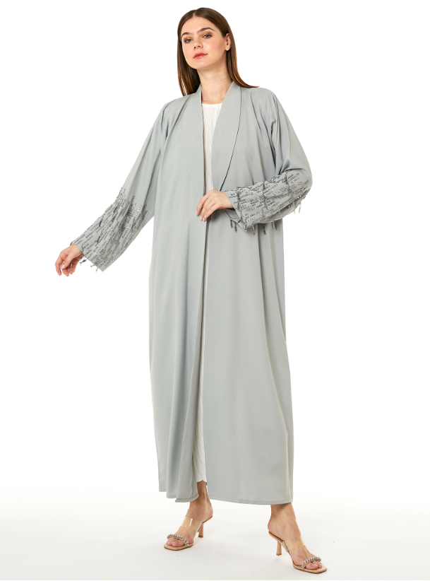 Grey Abaya This Grey Hand Embellished Abaya made from Korean Nida ...