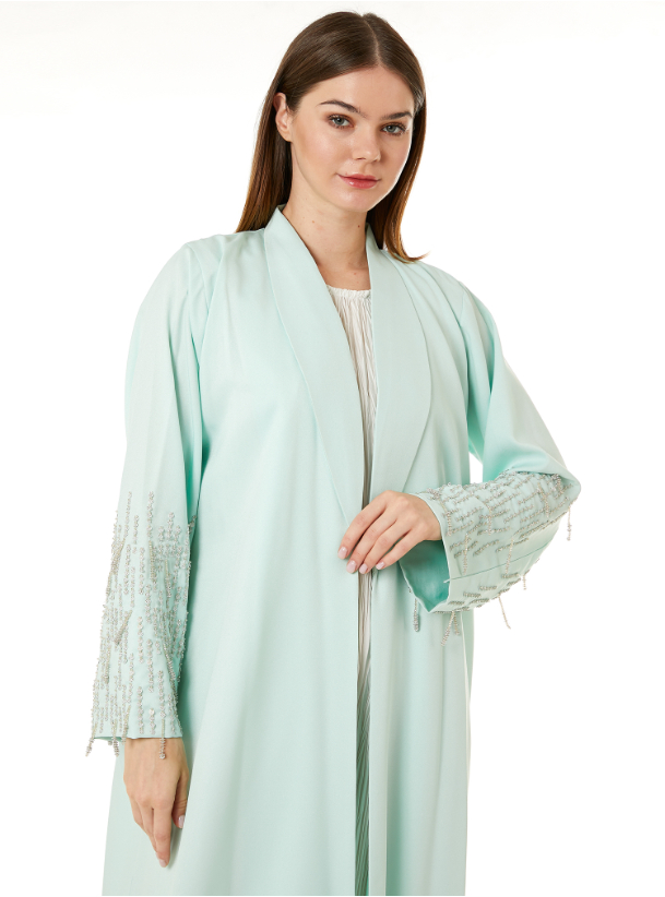 Green Abaya This Green Hand Embellished Abaya made from Korean Nida ...