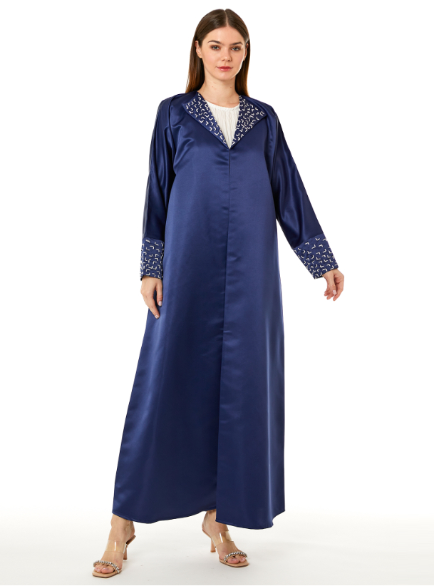 Navy Abaya This Navy Embroidered Abaya made from Victoria Satin fabric ...