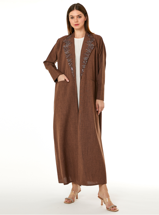 Brown Abaya This Brown Hand Embellished Abaya made from Melange fabric. Abayas from Moistreet at ...