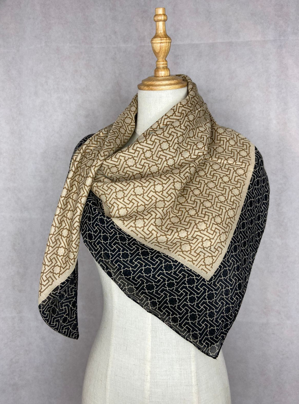 Andalus Large Size Square Scarf Traditional Headscarf from Maha Echarpe ...