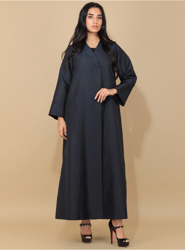 Model no676 Elegant Patterned Deep Blue Abaya with V-neck Design for ...
