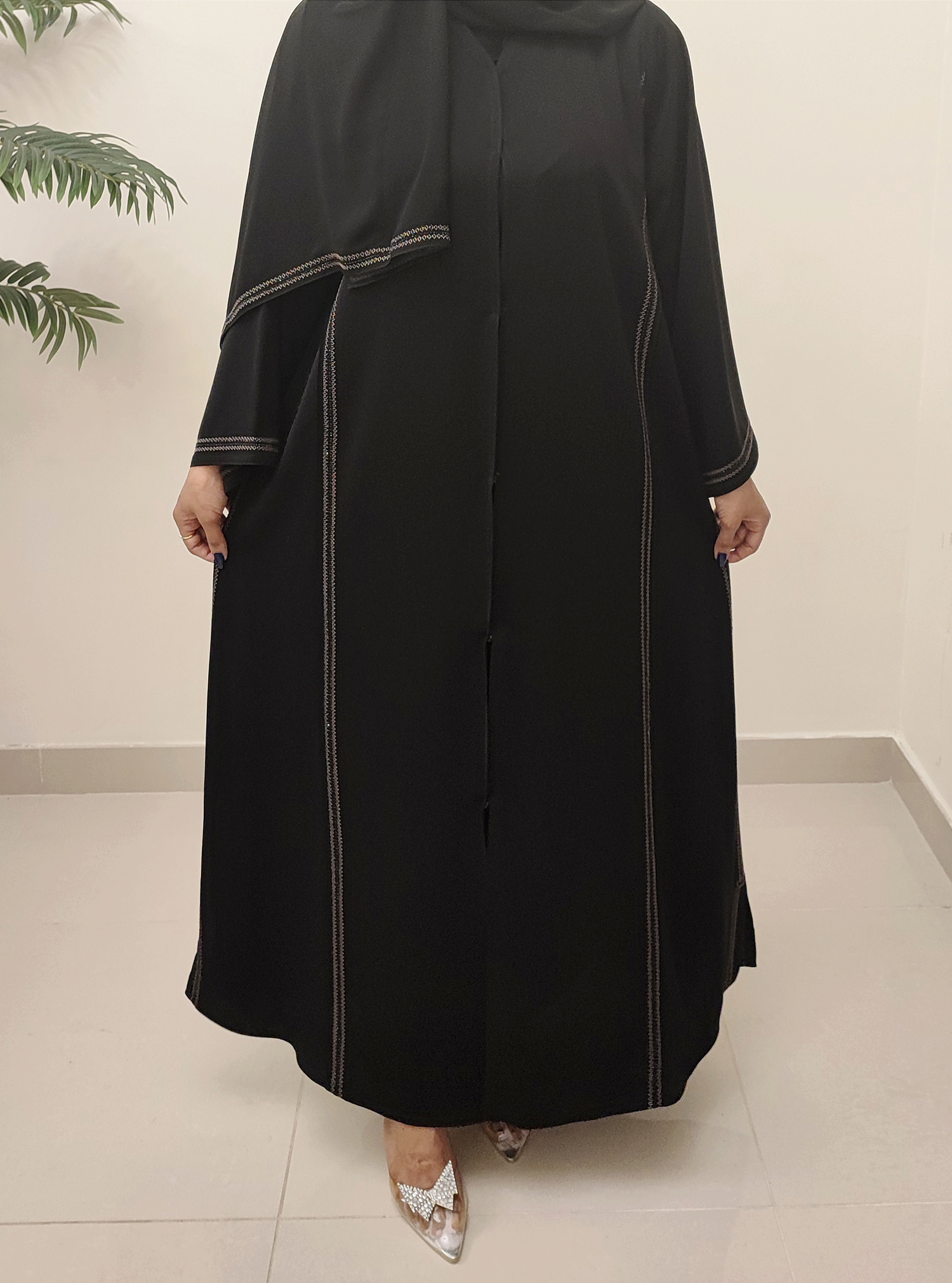 Black Abaya Simple black abaya comes with a matching scarf Abayas from My Abaya at Boksha