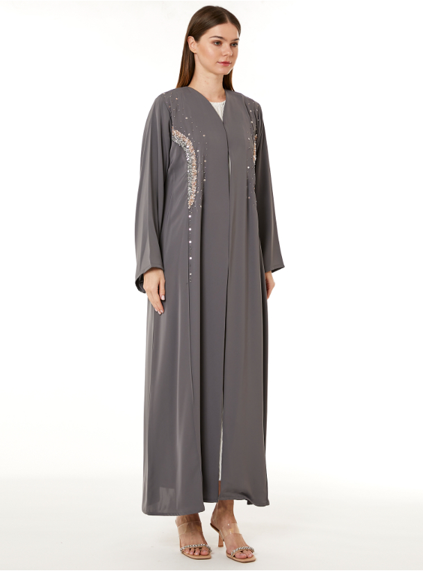 Grey Abaya Grey Abaya made from Korean Nida fabric with Hand ...