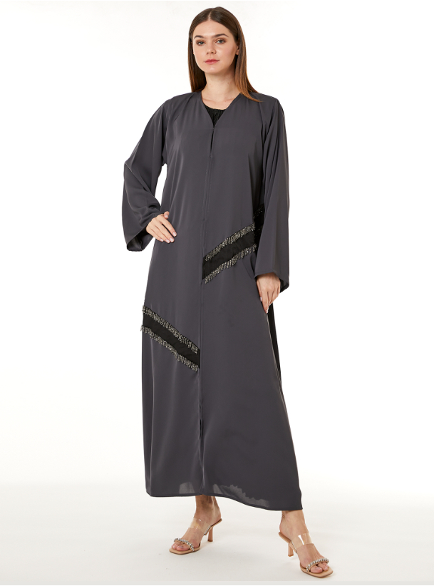 Grey Abaya Dark Grey Abaya made from Korean Nida fabric with Hand Embellishment. Abayas from ...