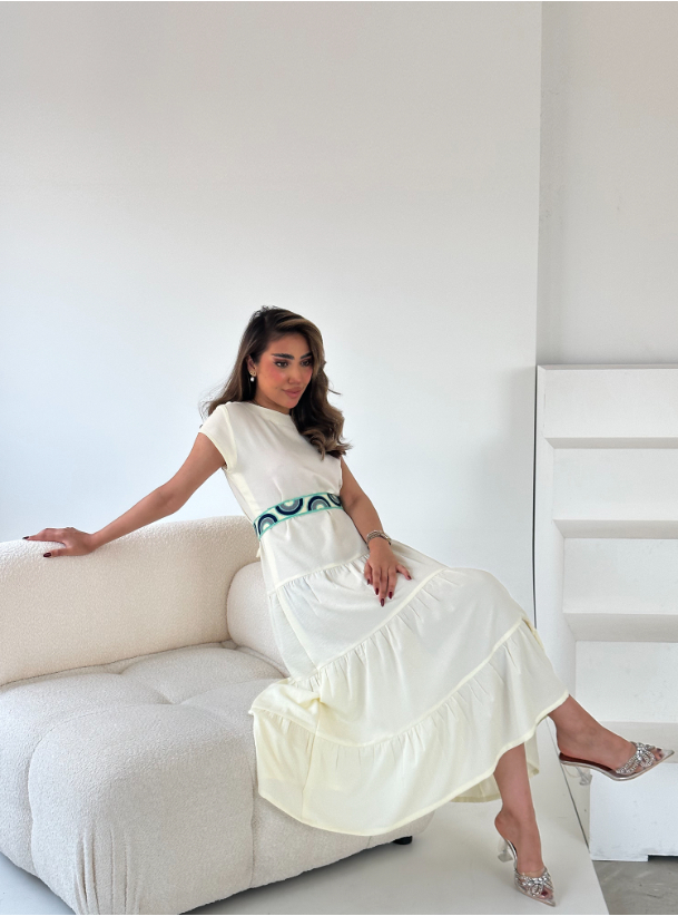 Off White dress Off white layers dress with colored belt Dresses from ...