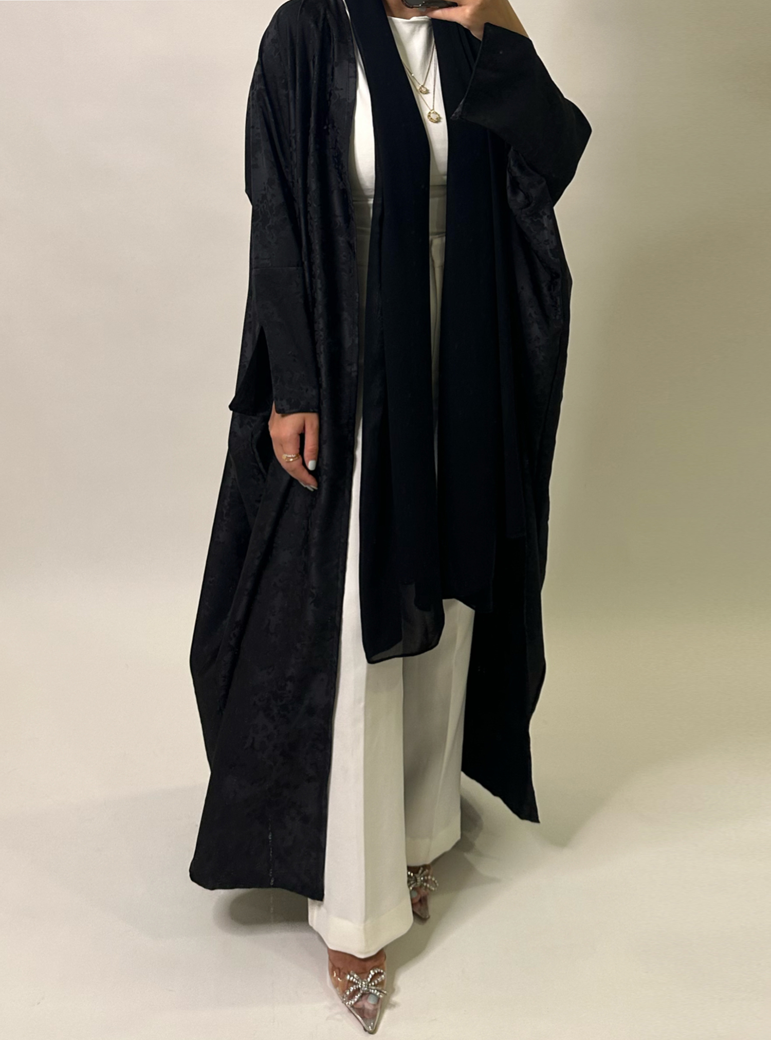 Black Pattern Black Luxurious Oversized Pattern Abaya & Head Scarf ...